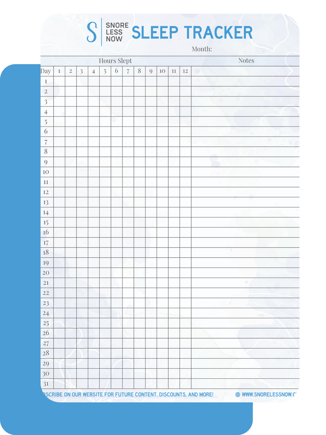 Free Printable Sleep Tracker Download
